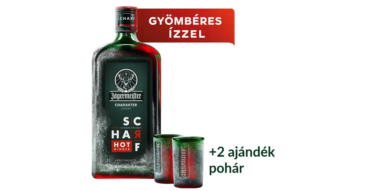 Jägermeister Scharf likőr 0,7L 33% +2db ajándék pohár 6.810 Ft Ft-os ...